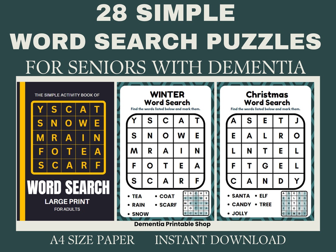 28 Word Search Puzzles, Activity for Seniors Large Print, 28 Easy ...