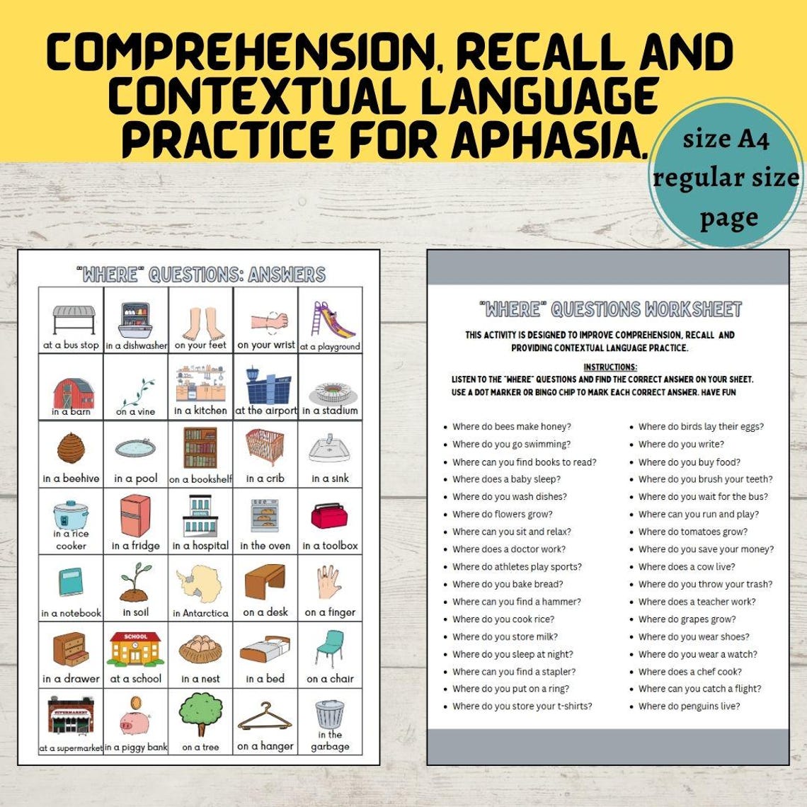 Aphasia Printable Worksheets, Stroke Rehab, Semantic Processing, Head ...