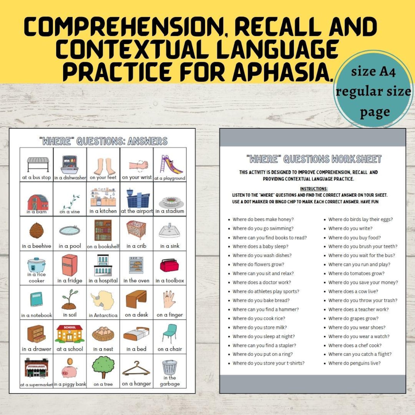Aphasia Printable Worksheets, Stroke Rehab, Semantic Processing, Head ...