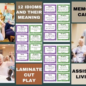 Senior Idioms Matching Game, for Nursing Homes, Memory Care & Assisted ...
