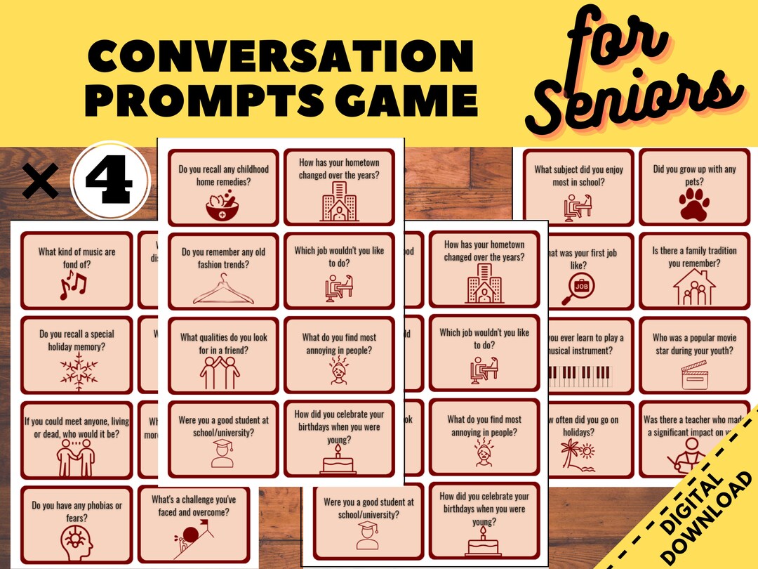 Printable Senior Conversation Game - Elderly Engagement & Memory ...