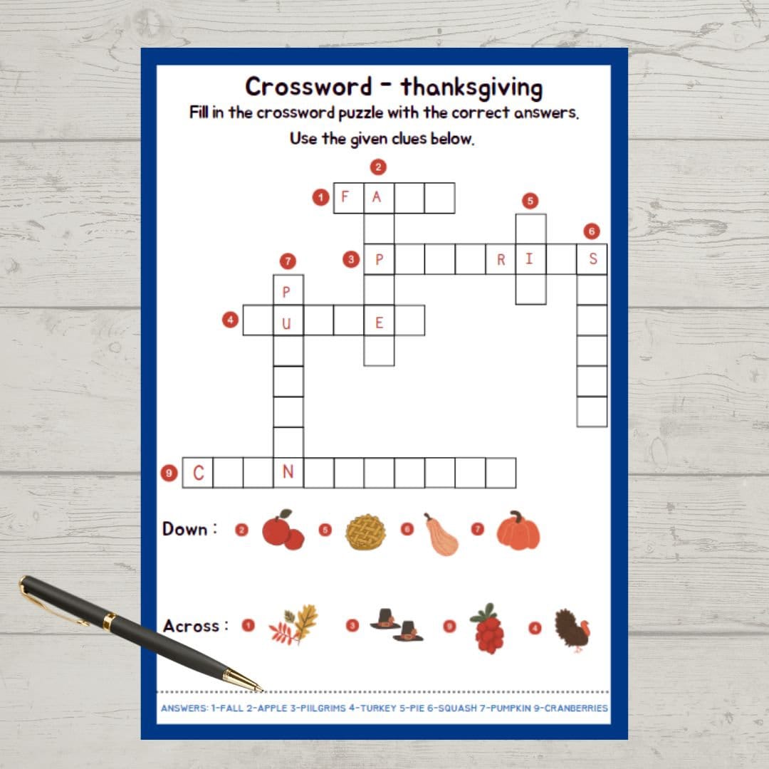 3 Crossword Puzzles, Activity for Seniors Large Print, Easy Worksheets ...