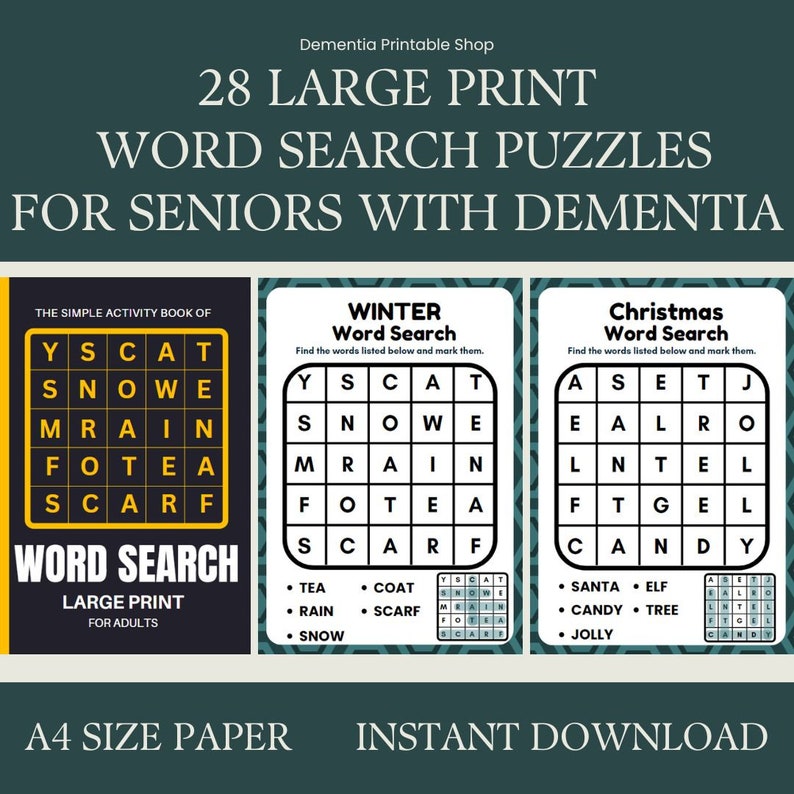 28 Word Search Puzzles Activity for Seniors Large Print 28 - Etsy