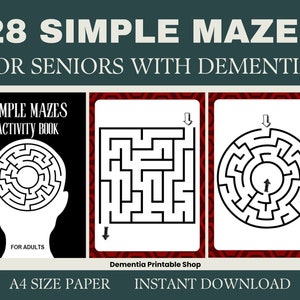 28 Simple Mazes, Activity for Seniors Large Print, 28 Easy Worksheet ...