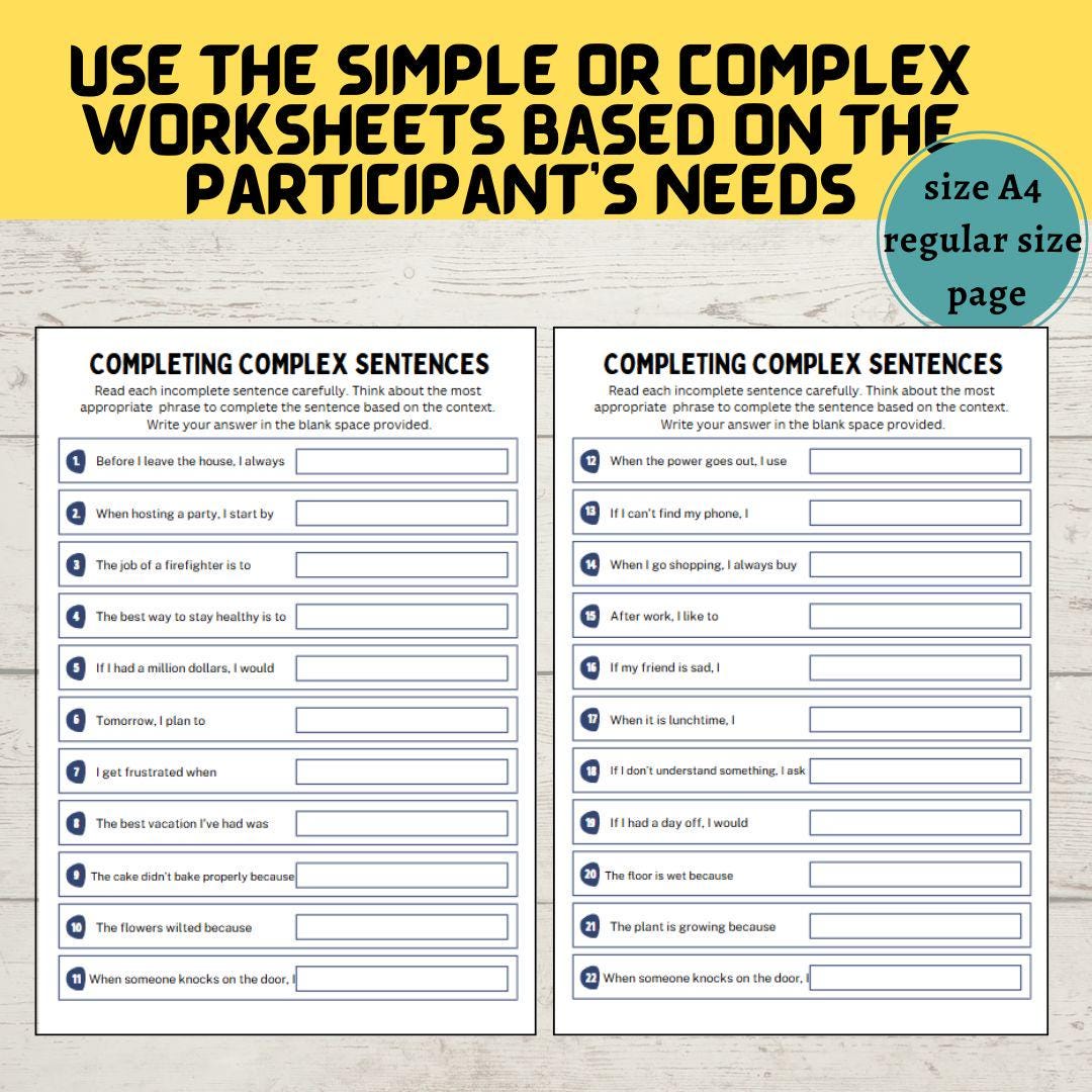 Aphasia Sentence Completion Worksheets, Printable Speach Therapy ...