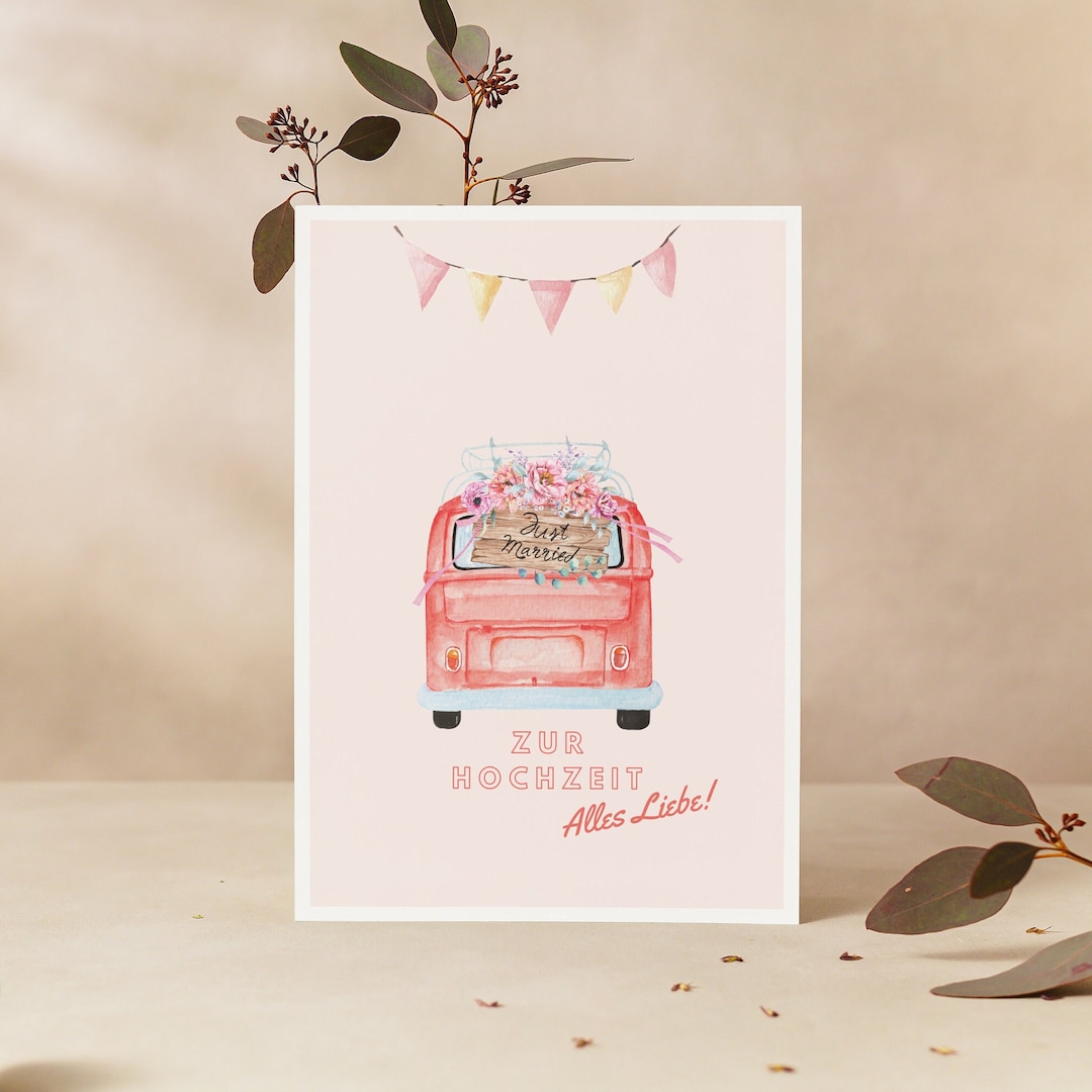 Card for the Wedding, Bus, VW Bully, Summer Wedding Boho Style - Etsy