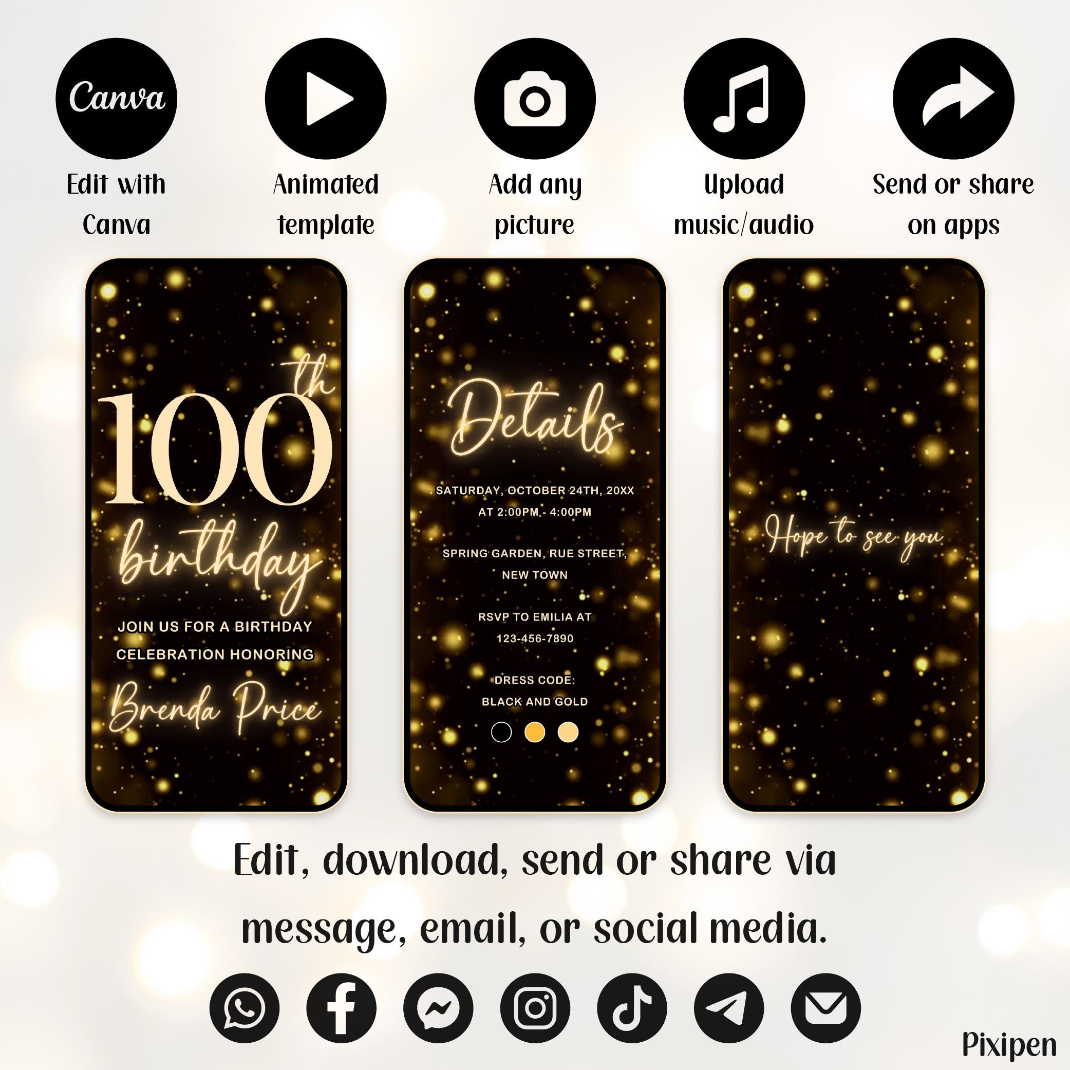 100th Birthday Invitation Sparkling 100 Birthday Invitation Sparkling ...