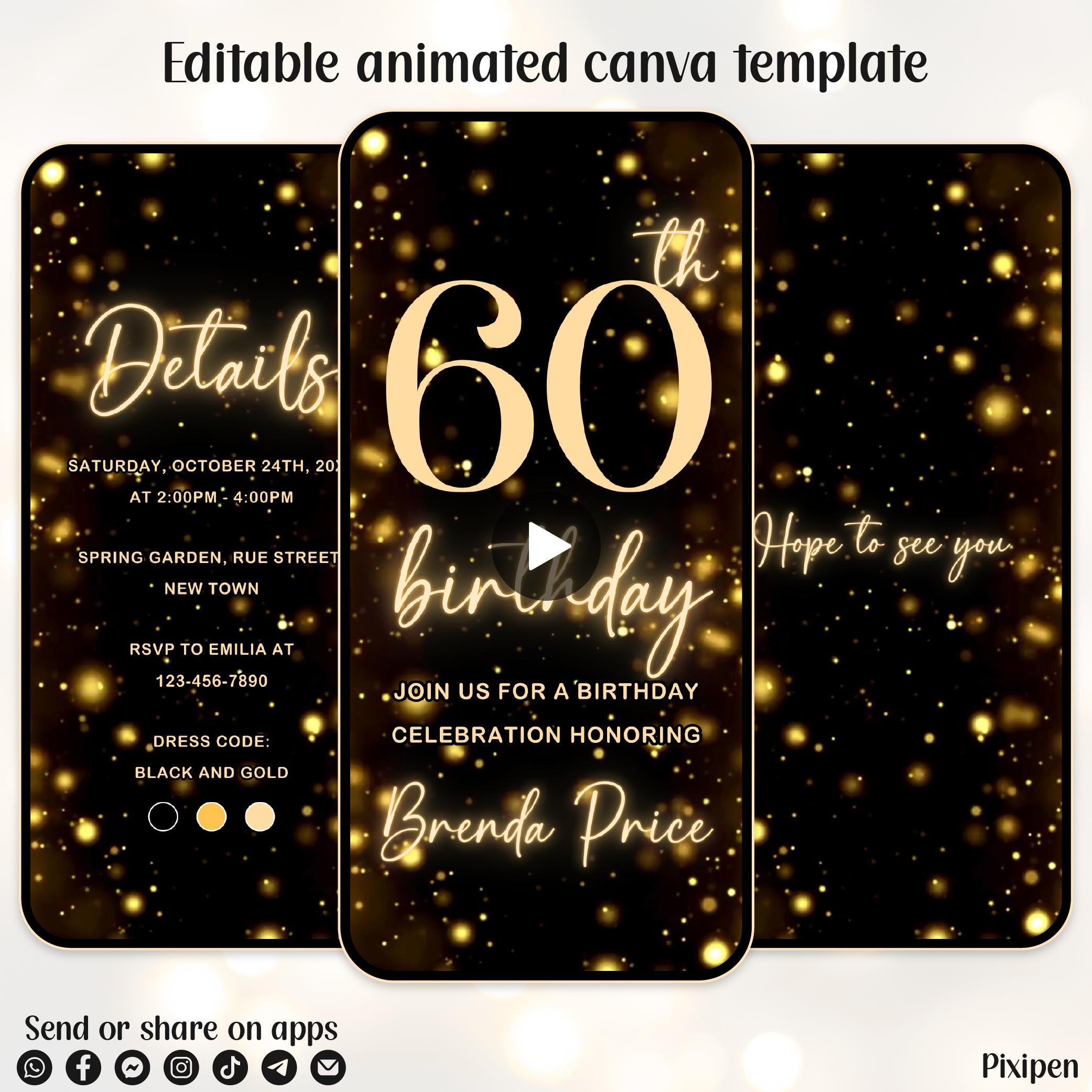 60th Birthday Invitation Sparkling 60 Birthday Invitation Sparkling ...