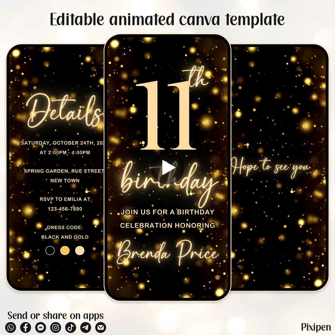 11th Birthday Invitation Sparkling 11 Birthday Invitation Sparkling ...