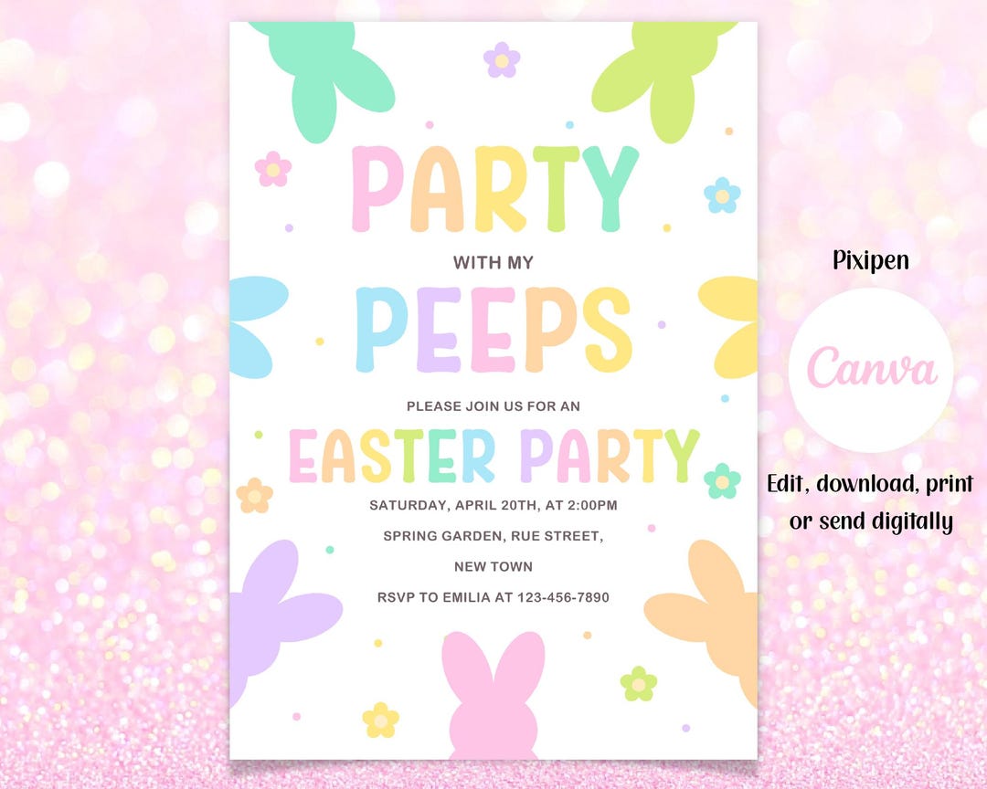 Easter Bunny Invitation Easter Bunny Invite Easter Party With My Peeps ...