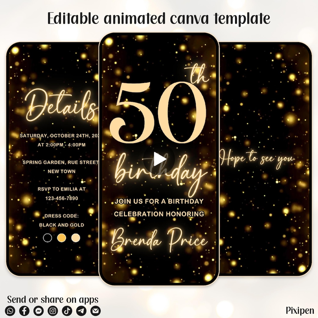 50th Birthday Invitation Sparkling 50 Birthday Invitation Sparkling ...