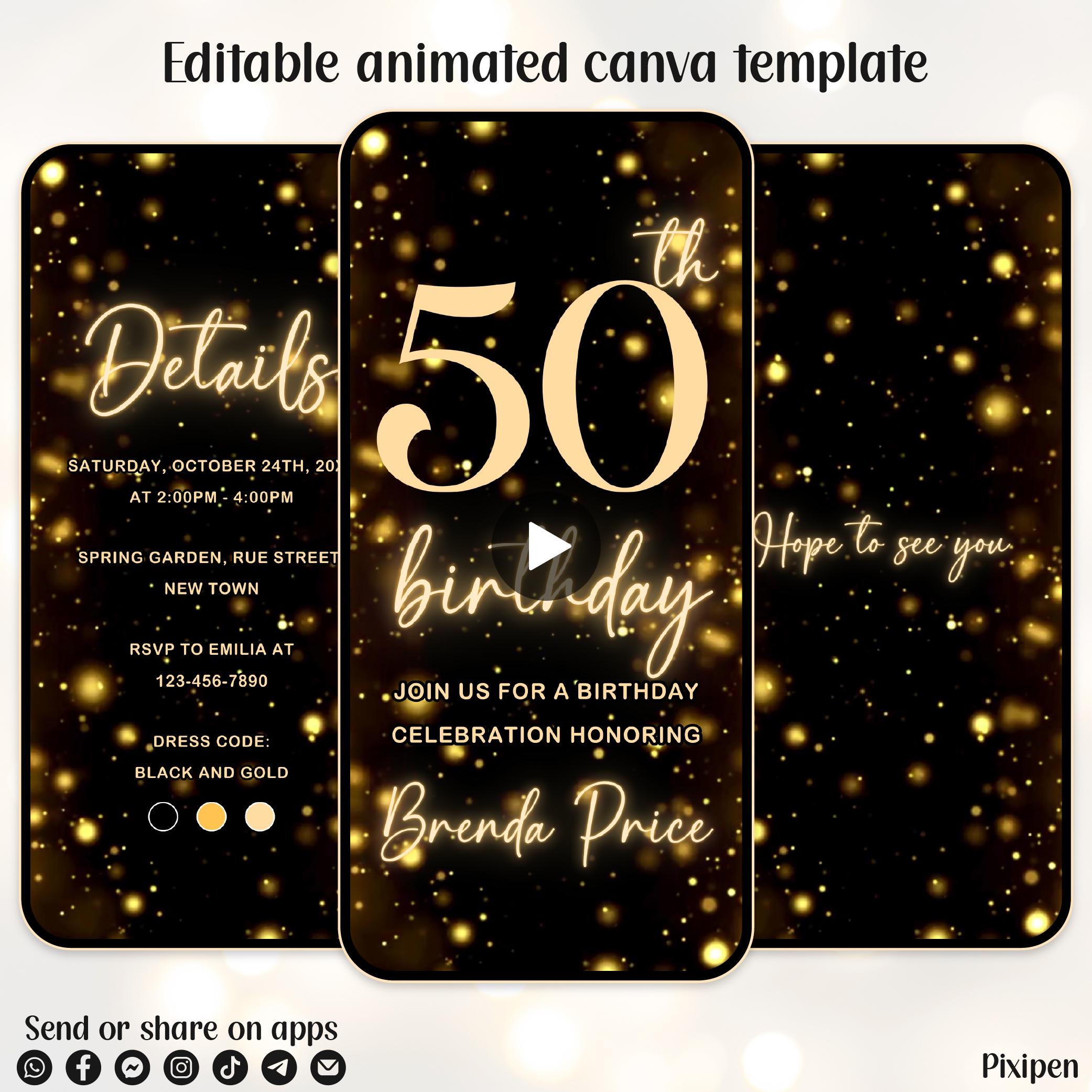 50th Birthday Invitation Sparkling 50 Birthday Invitation Sparkling ...