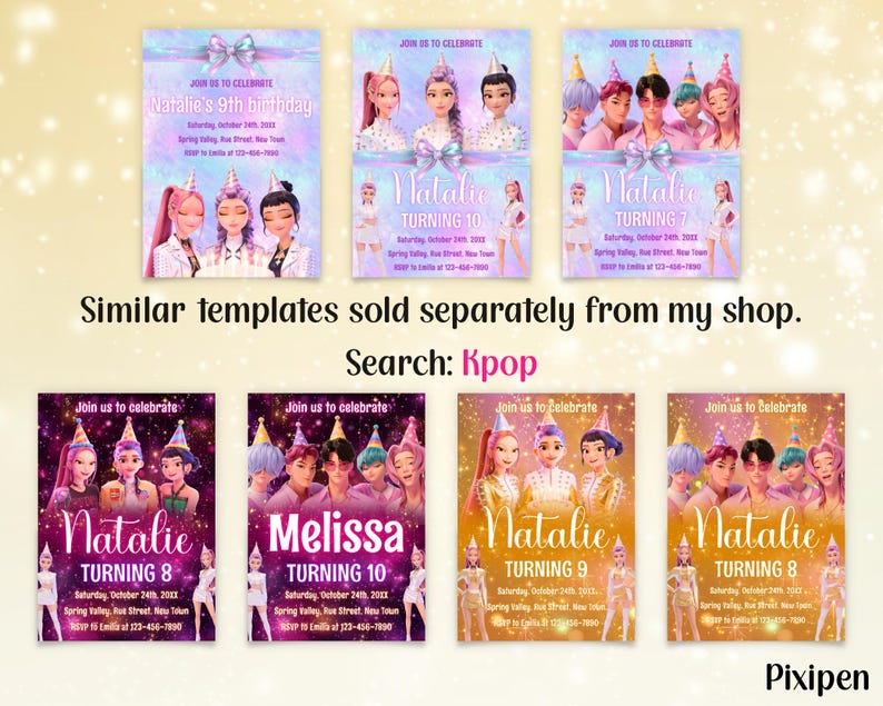 Kpop Demon Hunters Golden Digital Birthday Invitation With Photo Evite ...