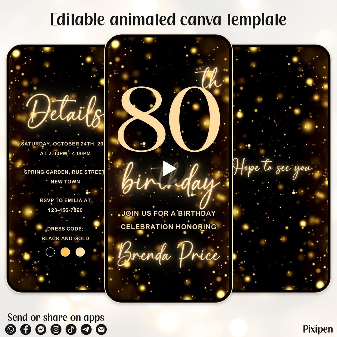 80th Birthday Invitation Sparkling 80 Birthday Invitation Sparkling ...