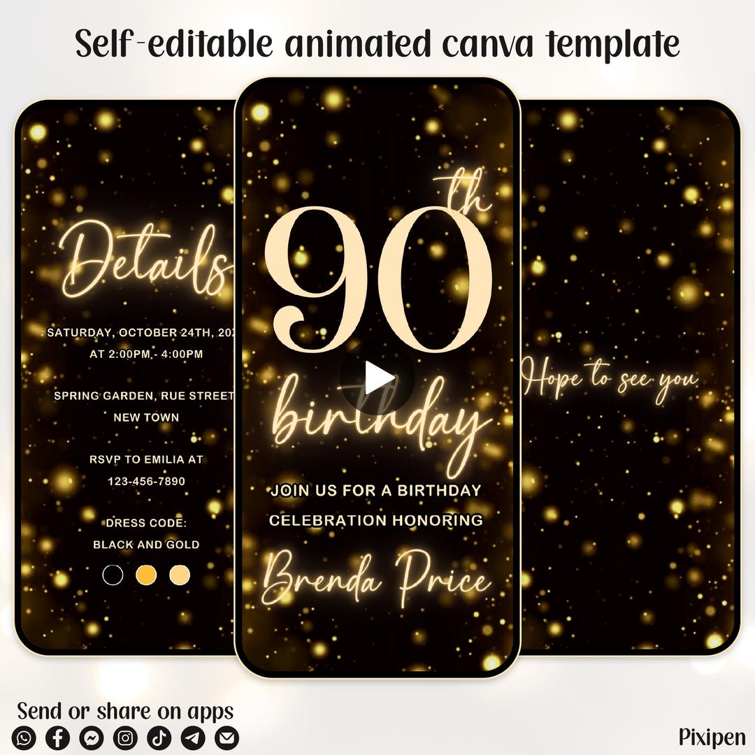 90th Birthday Invitation Sparkling 90 Birthday Invitation Sparkling ...