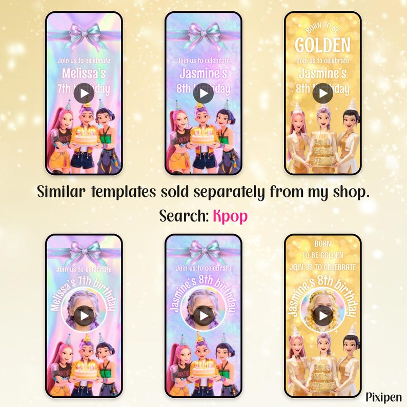 Kpop Demon Hunters Golden Digital Birthday Invitation With Photo Evite ...