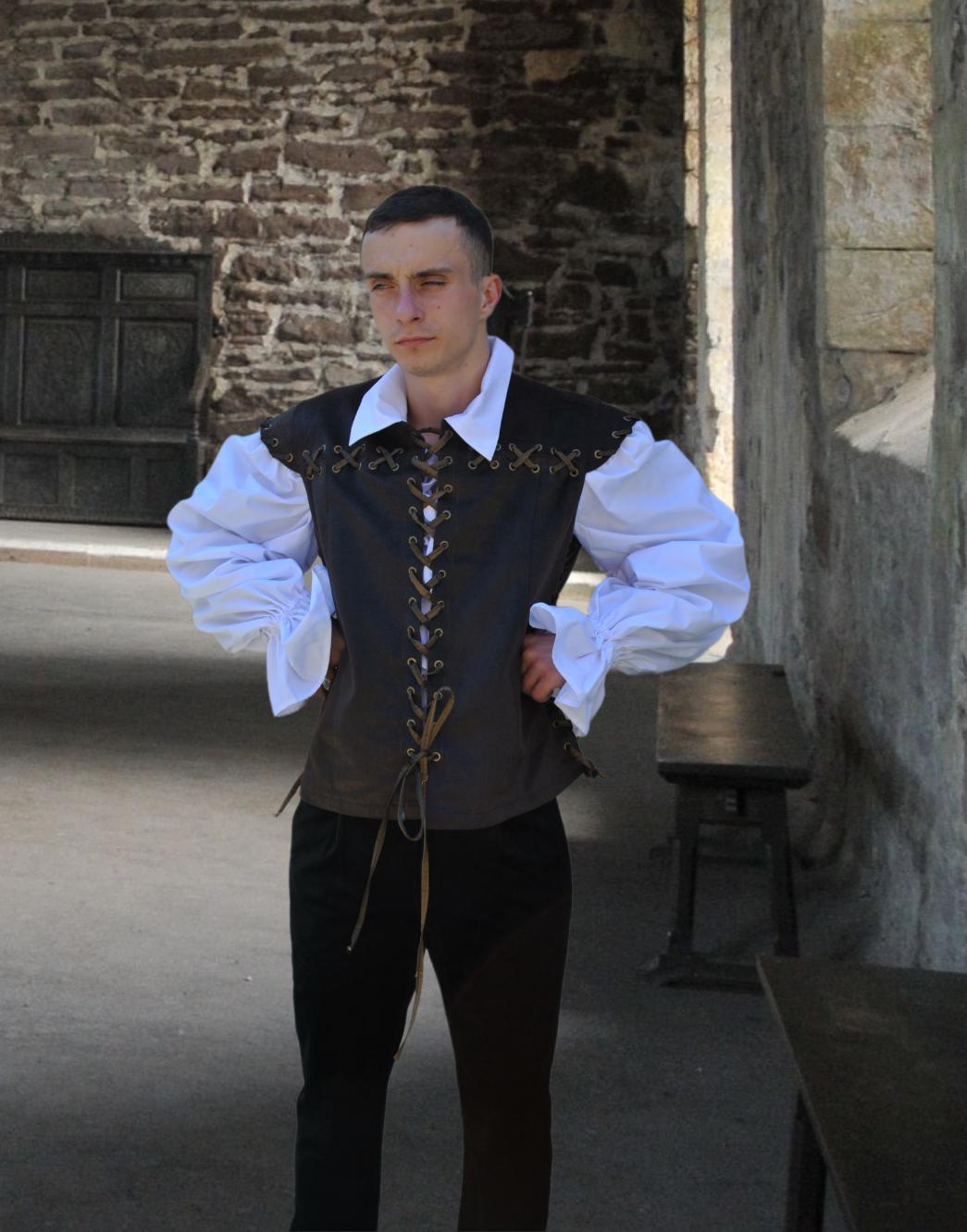 Medieval Fantasy Vest Men's Role Play Costume Chest and Cuffs With Tie ...