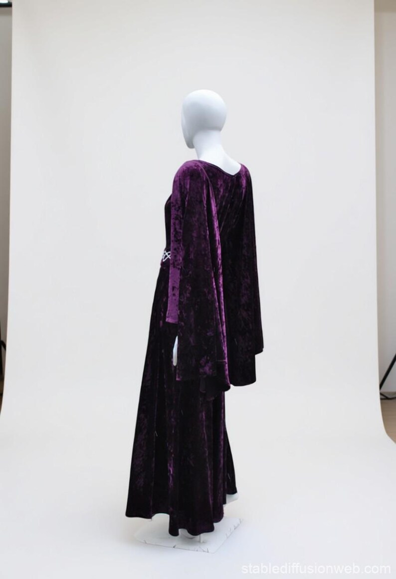 Elven Purple Velvet Dress Medieval Fantasy Gown Renaissance Cosplay ...