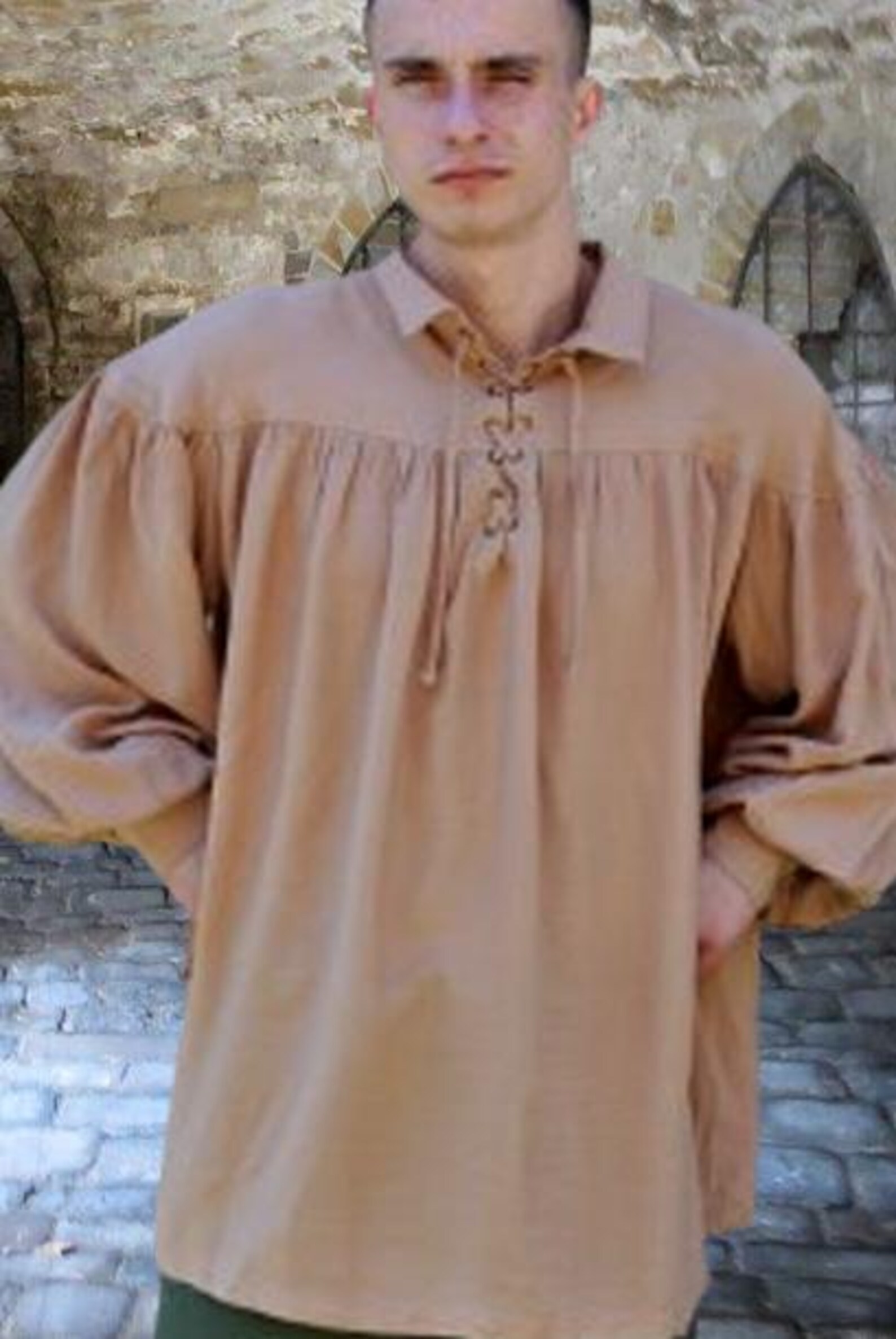 Men's Medieval Style Shirt for Festival, Chest and Cuffs With Tie ...