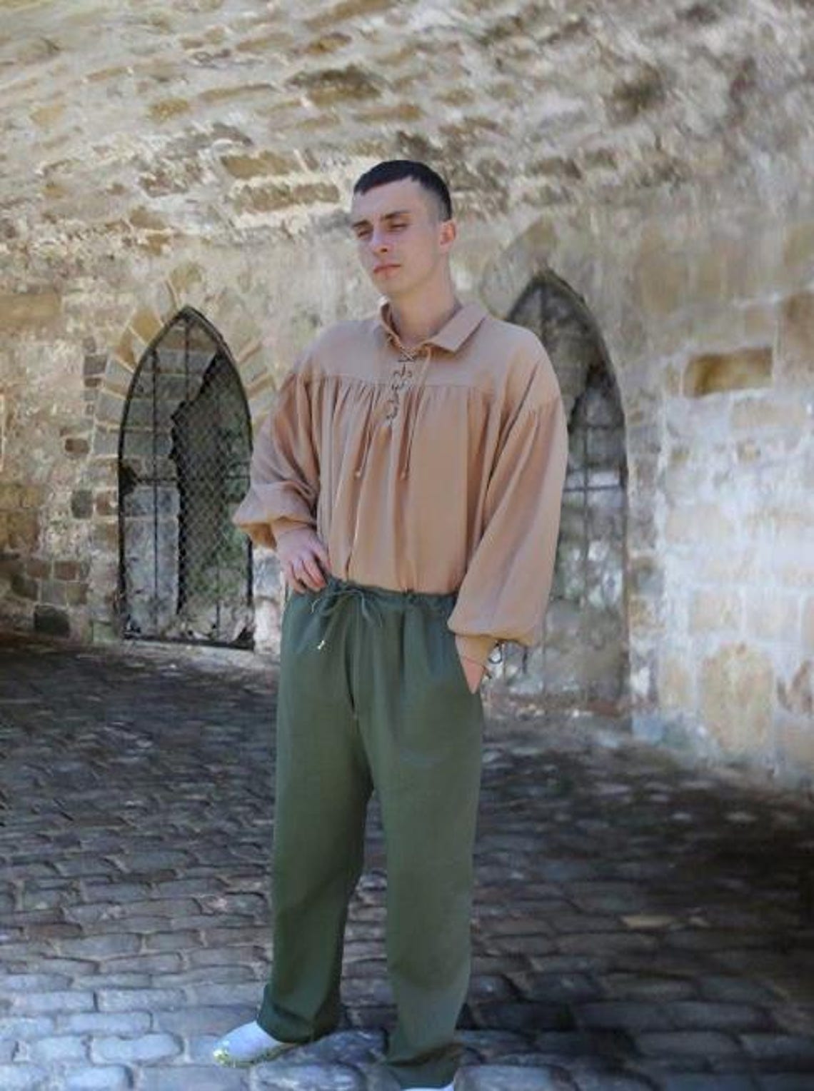 Men's Medieval Style Shirt for Festival, Chest and Cuffs With Tie ...