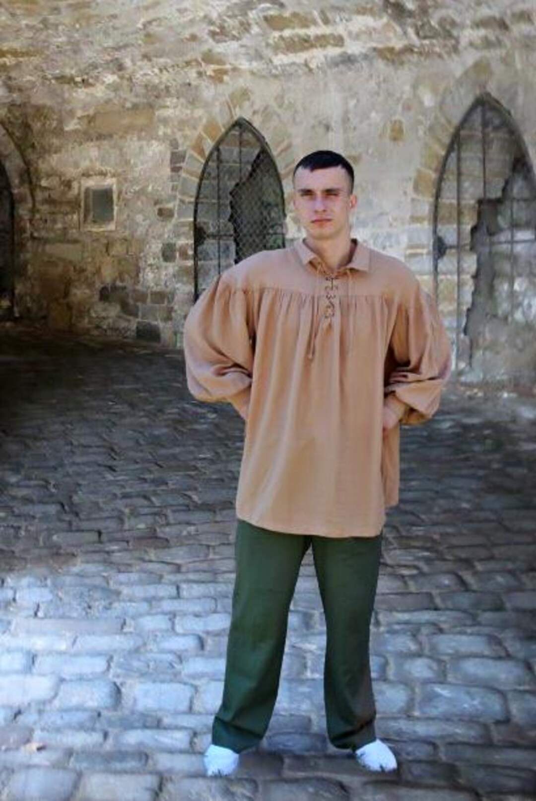 Men's Medieval Style Shirt for Festival, Chest and Cuffs With Tie ...