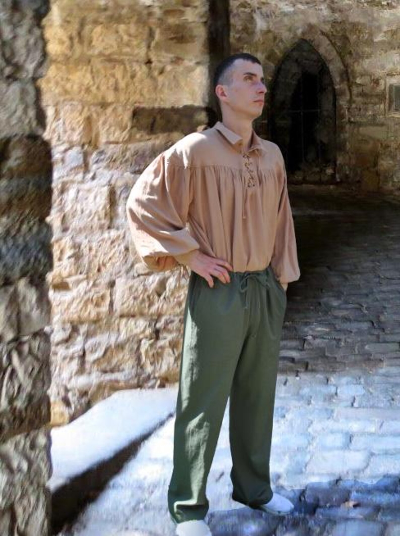 Men's Medieval Style Shirt for Festival, Chest and Cuffs With Tie ...