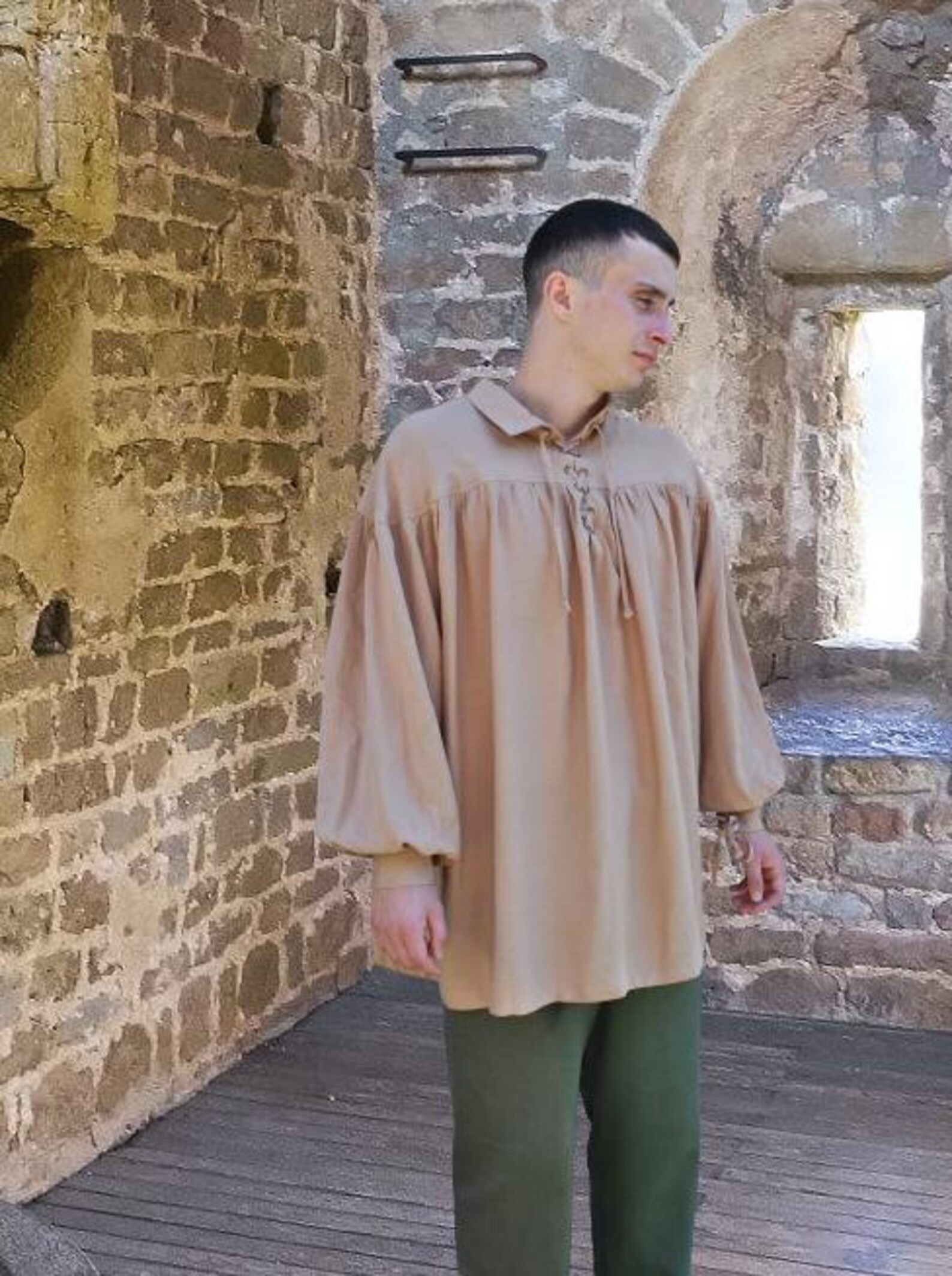 Men's Medieval Style Shirt for Festival, Chest and Cuffs With Tie ...