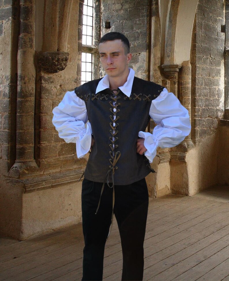 Medieval Fantasy Vest Men's Role Play Costume Chest and Cuffs With Tie ...