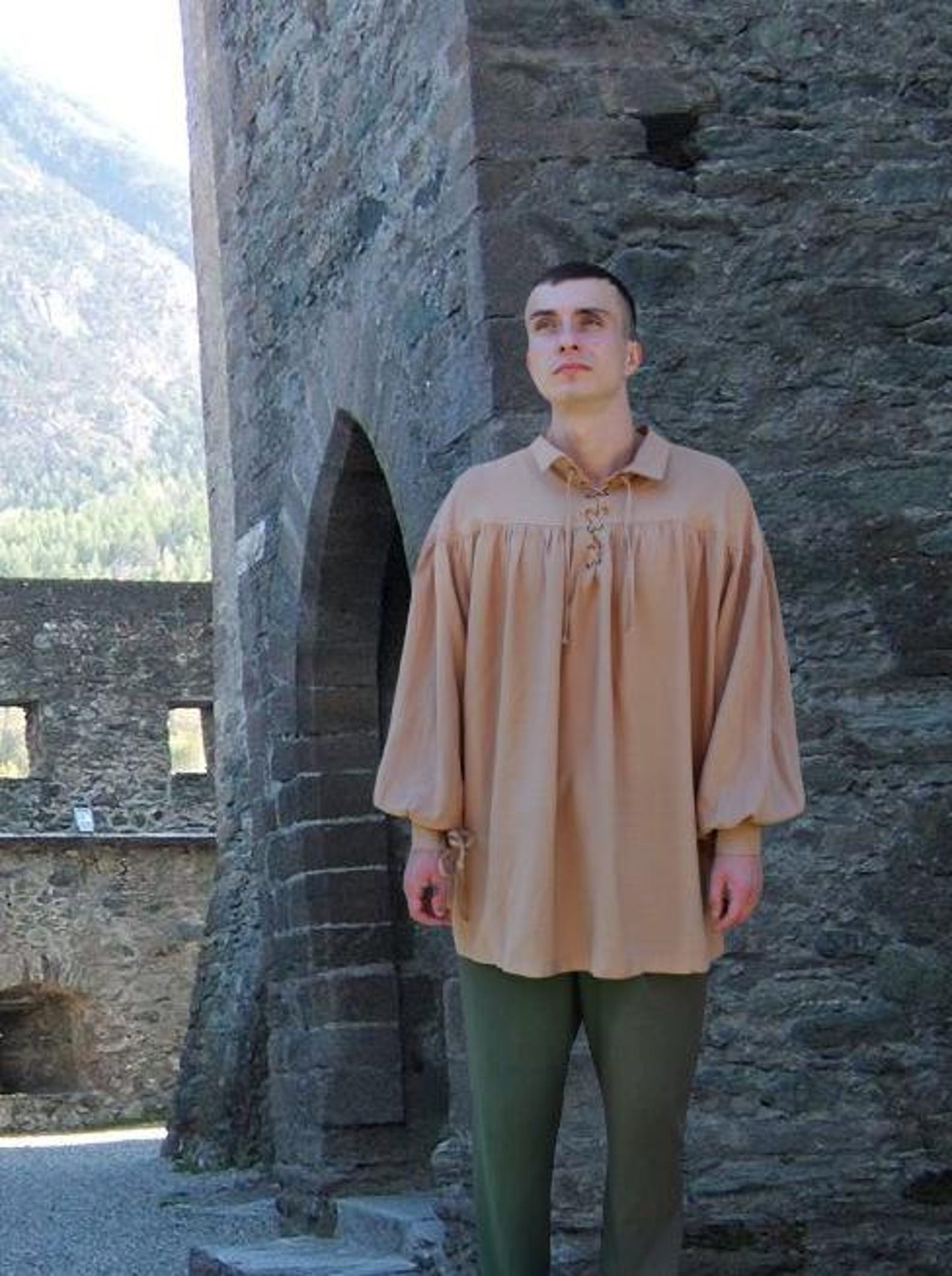 Men's Medieval Style Shirt for Festival, Chest and Cuffs With Tie ...