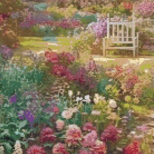 Country Flower Garden Cross Stitch Pattern, Summer Garden Digital Cross ...