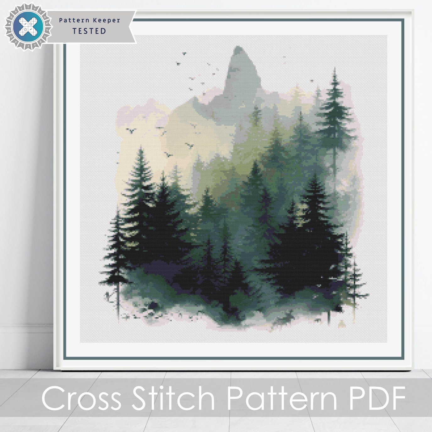 Forest Cross Stitch Pattern With Mountains Counted Landscape Cross ...