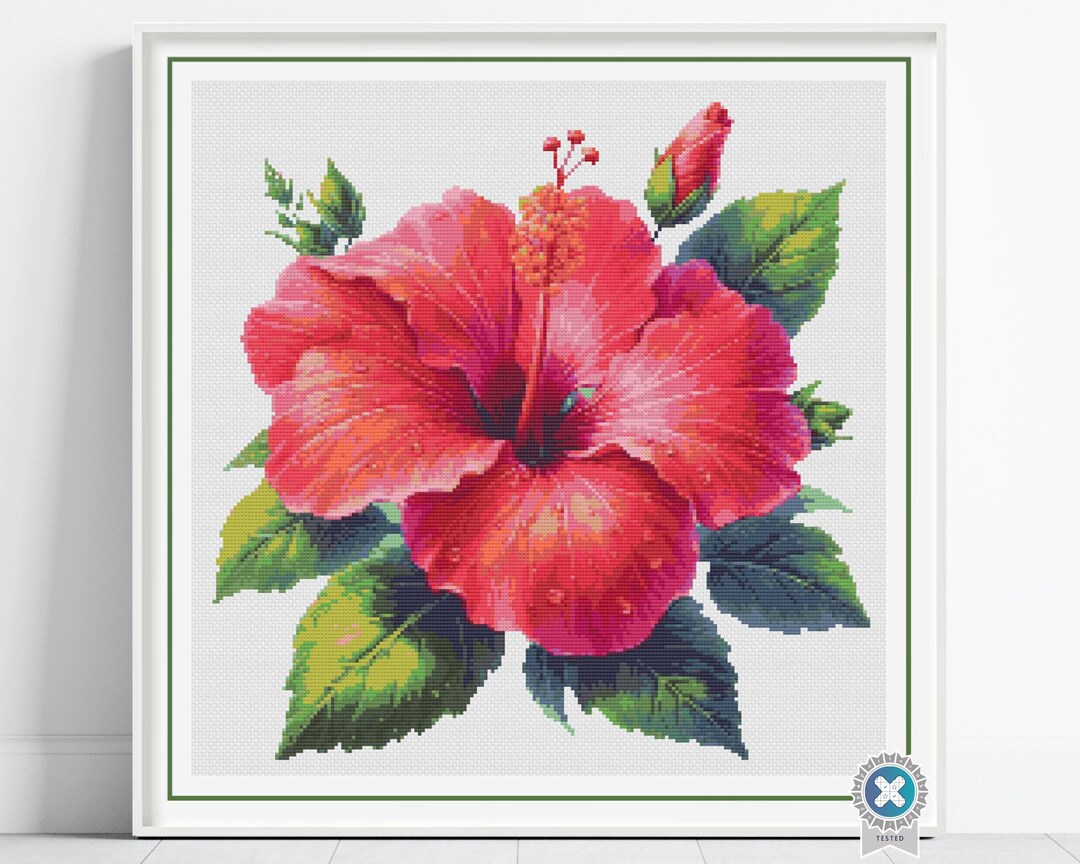 Tropical Hibiscus Cross Stitch Pattern, Hibiscus Flower Counted Cross ...