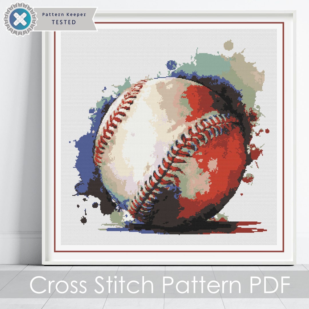 Watercolor Baseball Counted Cross Stitch PDF Pattern, Baseball Cross ...