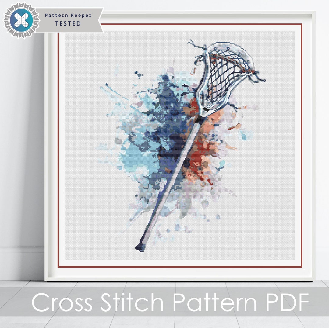 Watercolor Lacrosse Counted Cross Stitch PDF Pattern, Lacrosse Sport ...