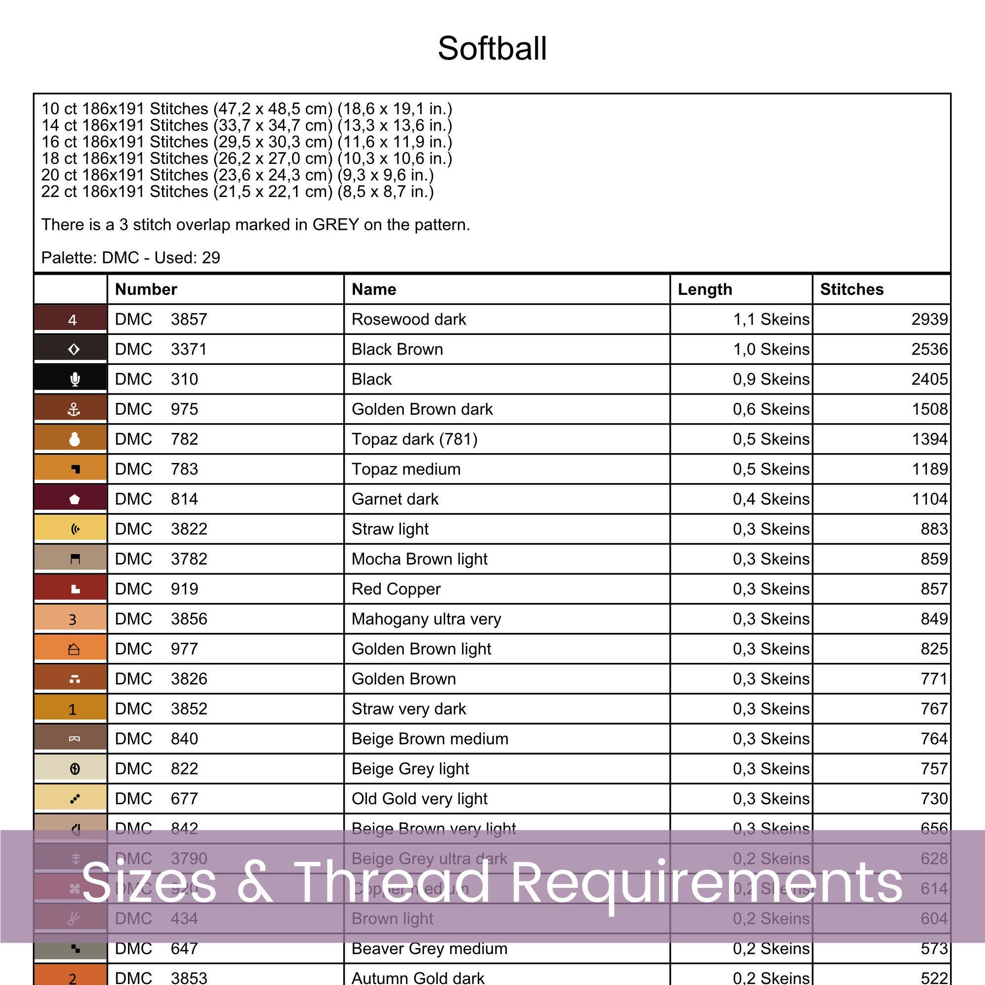 Softball Collage Cross Stitch Pattern, Sports Craft Design, Handmade ...
