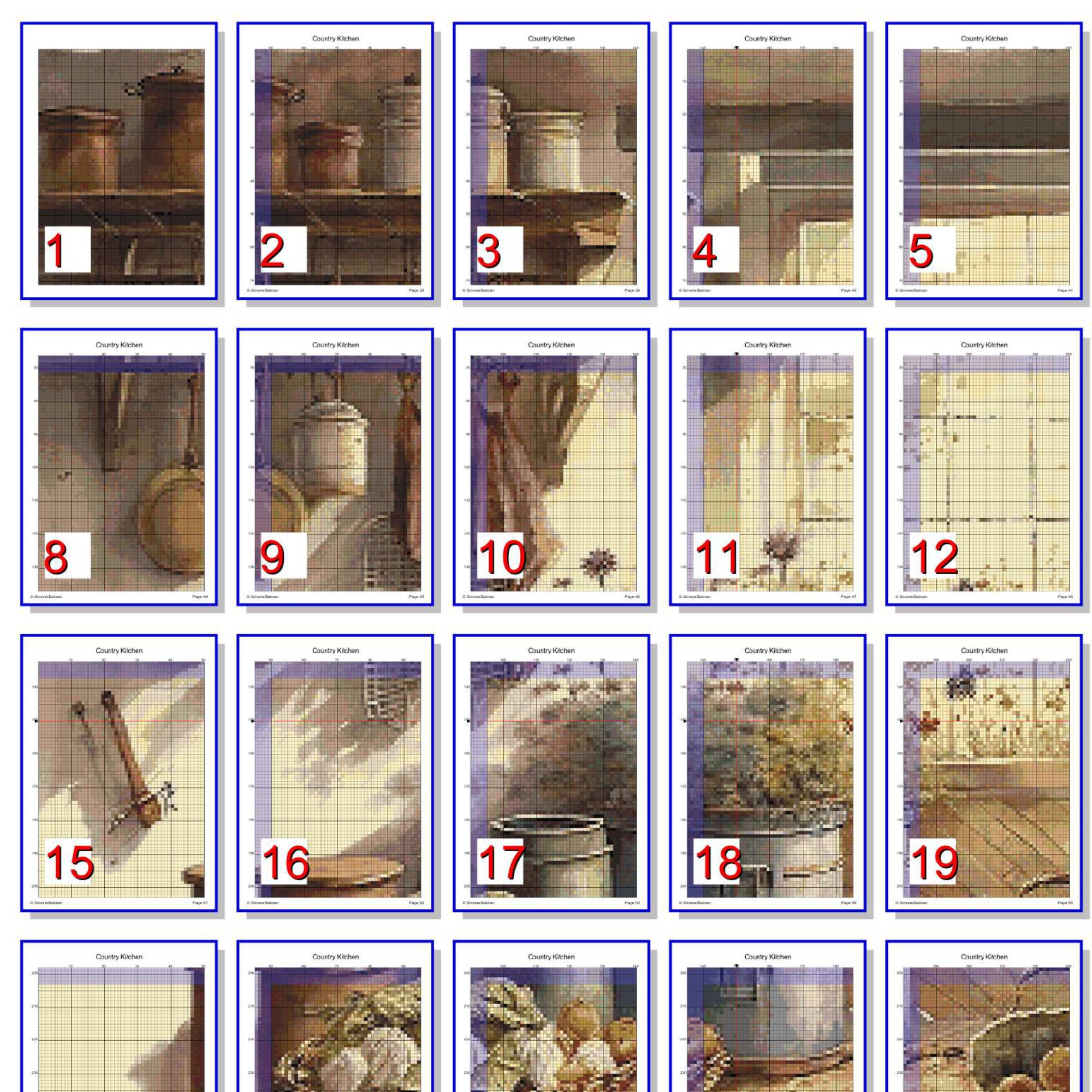 Country Kitchen Cross Stitch Pattern, Farmhouse Kitchen Digital Cross ...