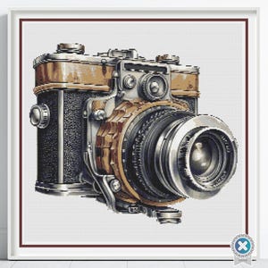 Vintage Camera Cross Stitch Pattern, Retro Photography Embroidery ...