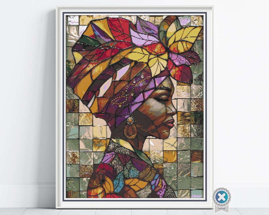 Creole Woman Stained Glass Cross Stitch Pattern, Full Coverage PDF ...