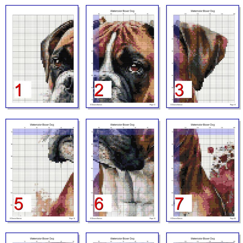 Boxer Dog Cross Stitch Pattern / Cute Boxer Dog Digital PDF Cross ...