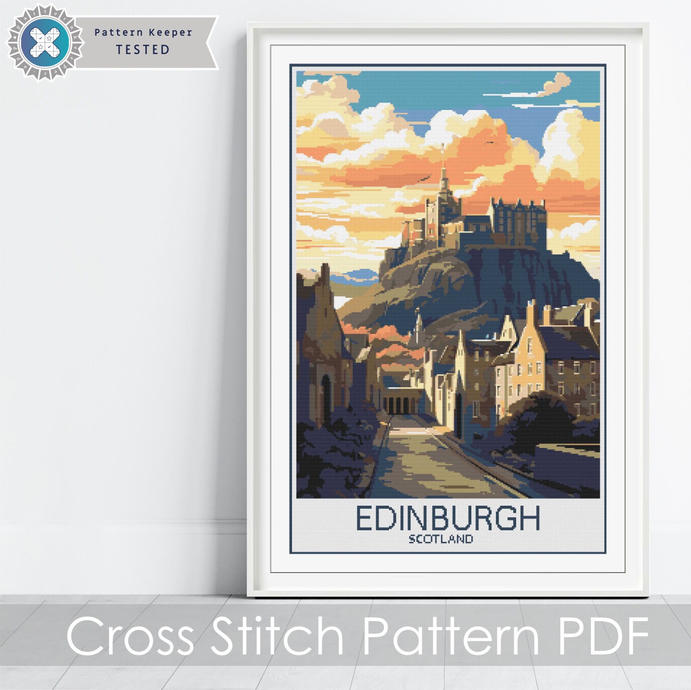 Edinburgh Travel Poster Cross Stitch Pattern, Vintage Scotland Poster ...