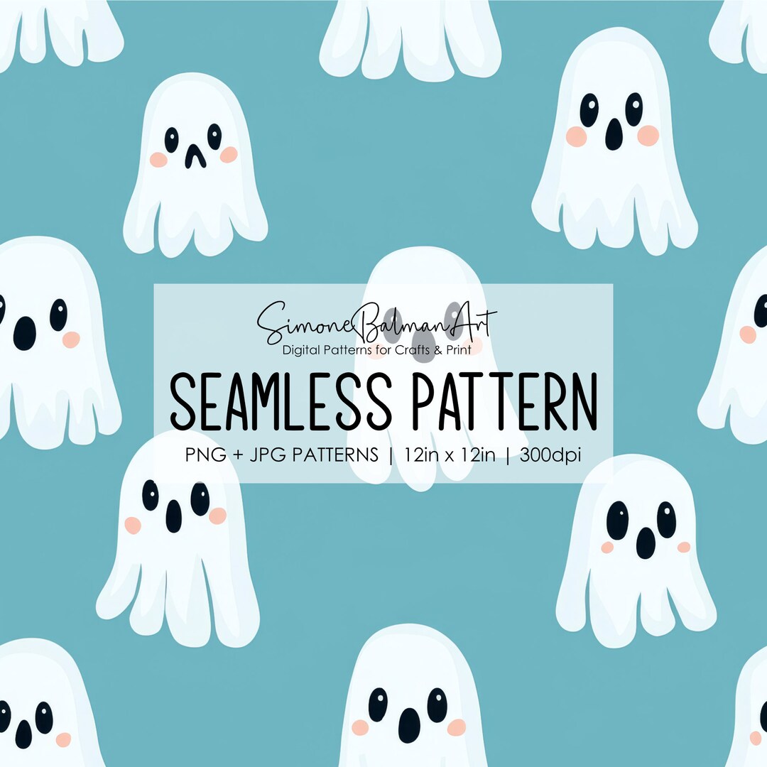 Baby Ghosts Seamless Pattern, Halloween Printable Seamless Repeat ...