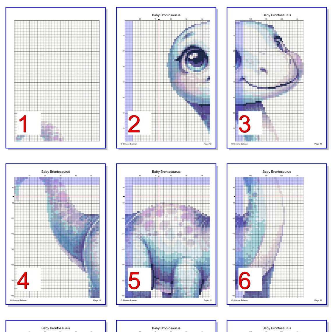 Baby Brontosaurus Cross Stitch Pattern / Cute Baby Dinosaur Cross ...