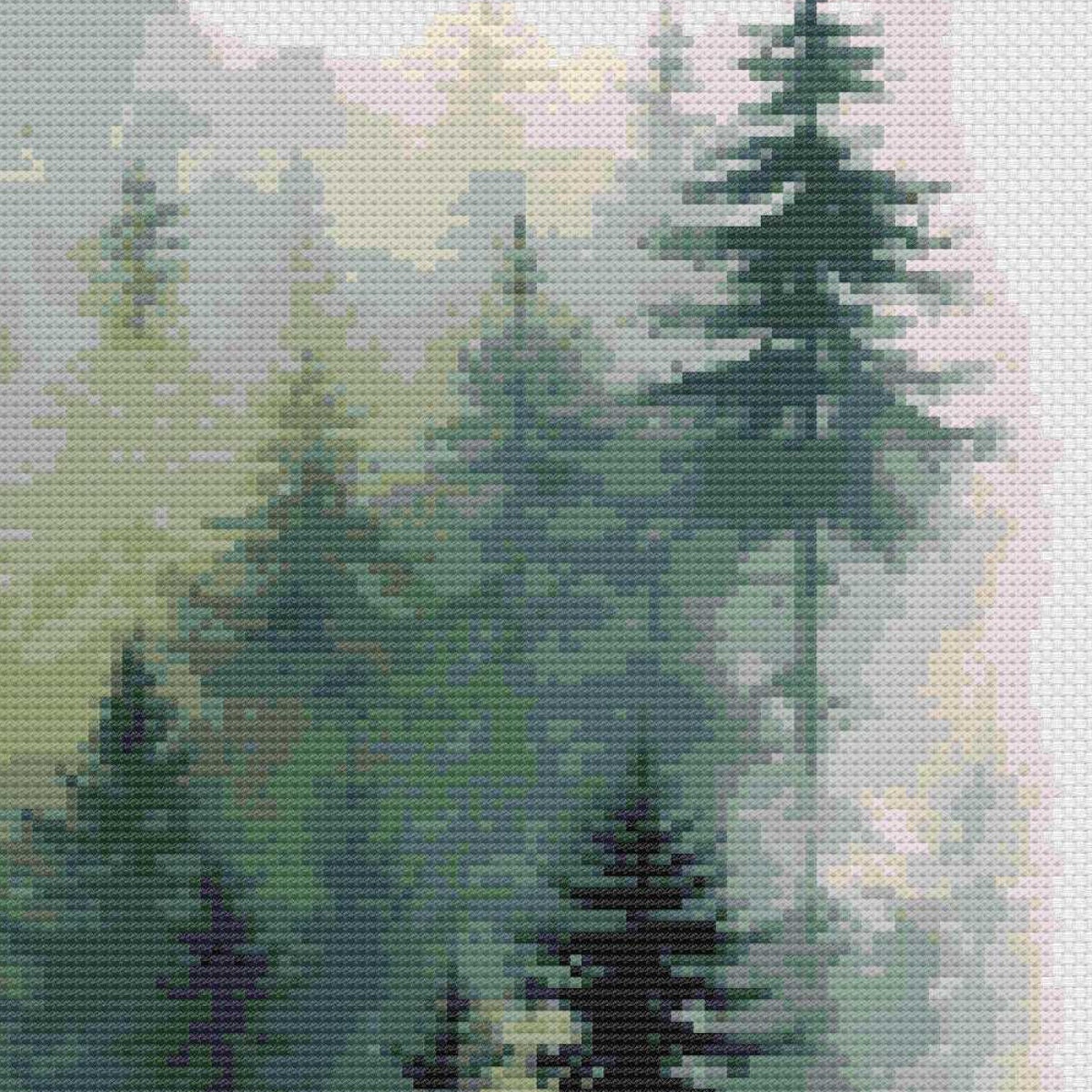 Forest Cross Stitch Pattern With Mountains Counted Landscape Cross ...