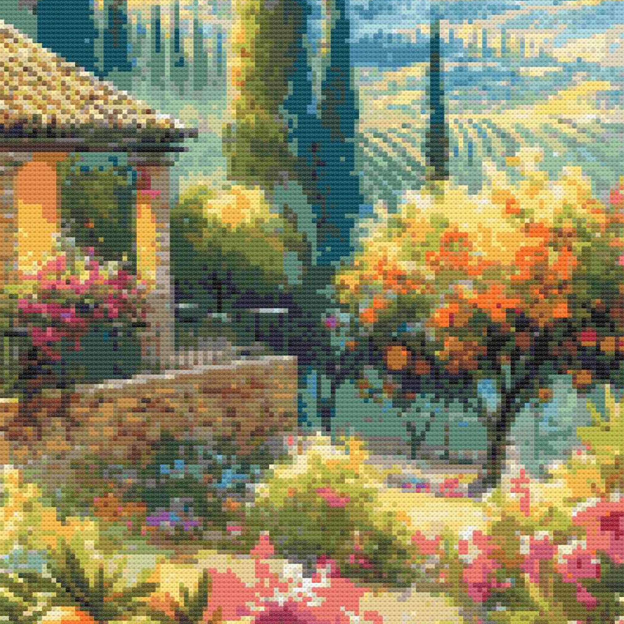 Spain in Summer Cross Stitch Pattern, Spanish Countryside Digital Cross ...