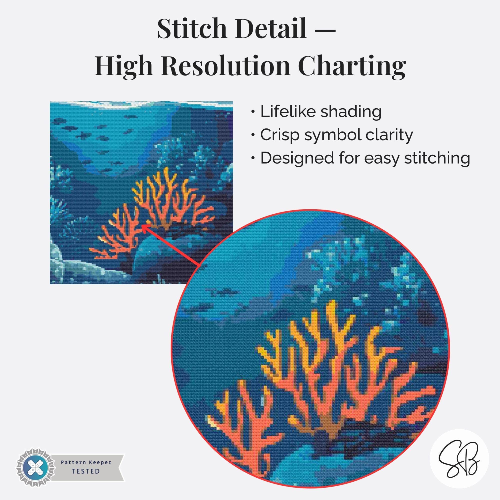 Great Barrier Reef Cross Stitch Pattern, Australian Retro Travel Poster ...