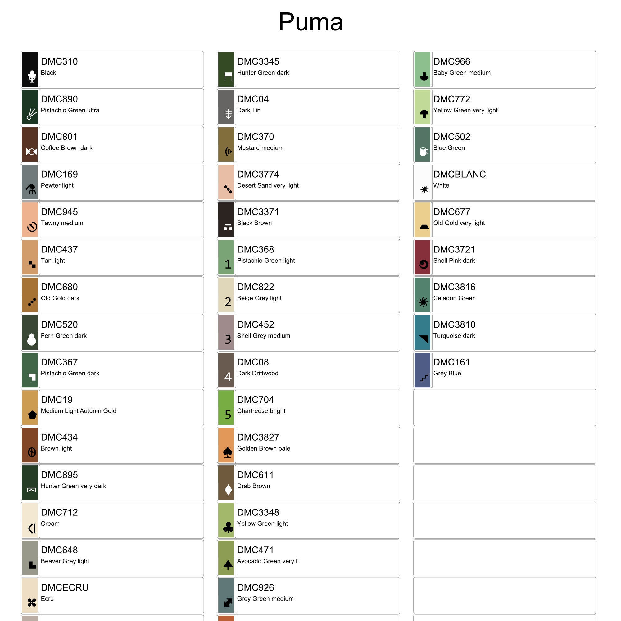 Puma Cross Stitch Pattern / Full Coverage Wild Animals PDF Cross Stitch ...