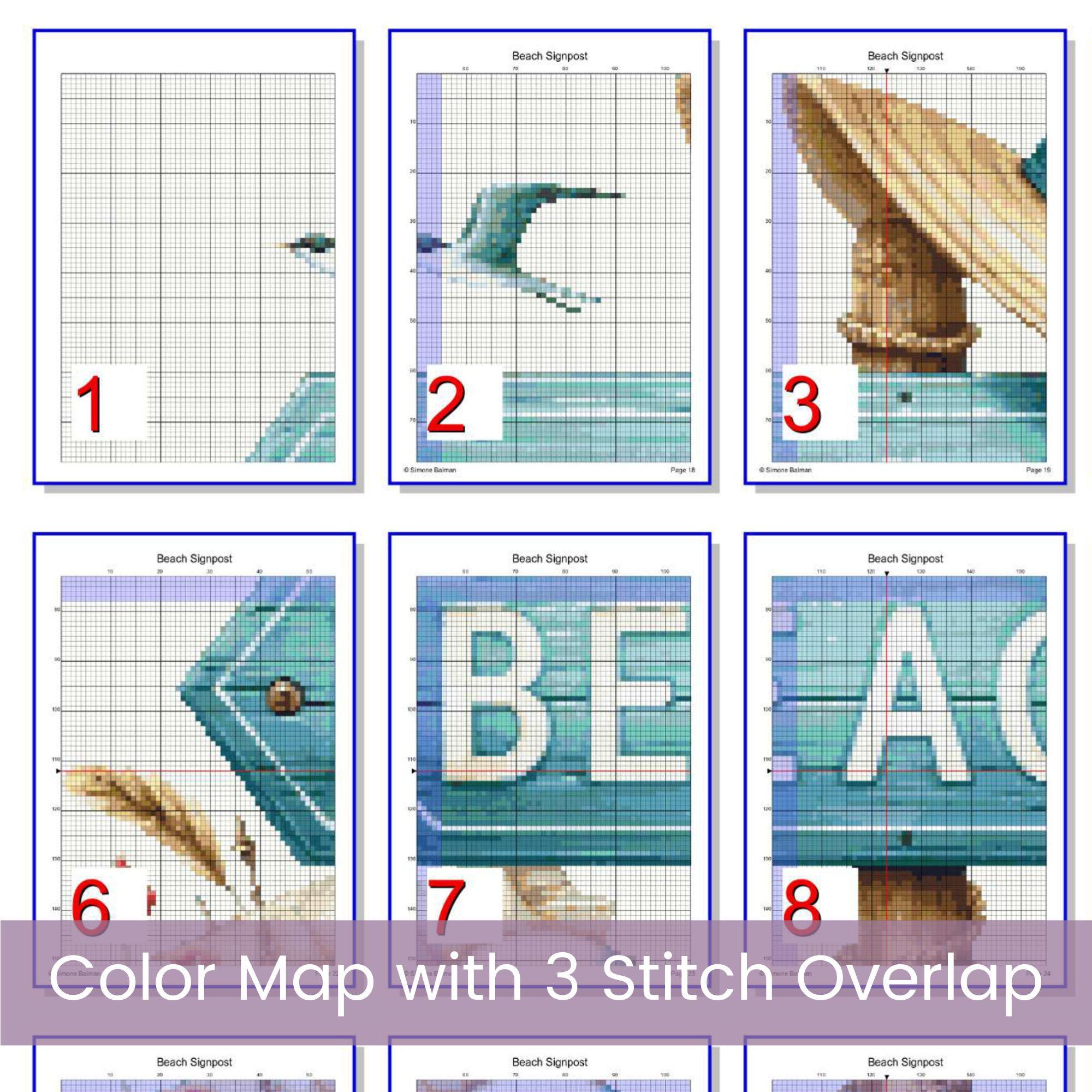 Beach Signpost Cross Stitch Pattern, Coastal Pattern, Seaside Decor ...