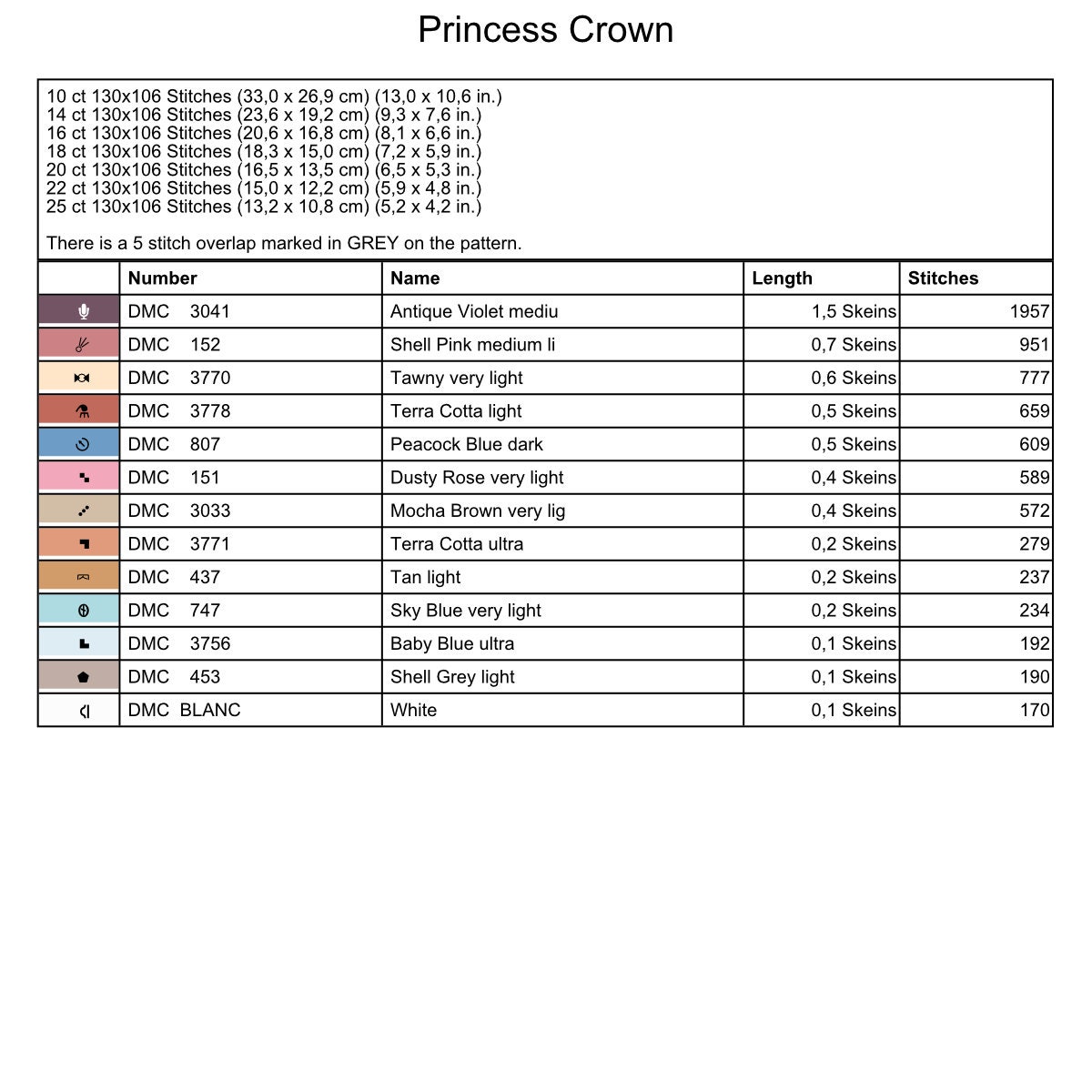 Princess Crown Counted Cross Stitch PDF Pattern, Baby Girl Nursery ...