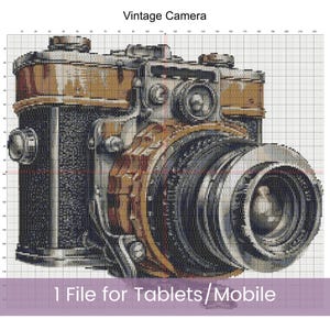 Vintage Camera Cross Stitch Pattern, Retro Photography Embroidery ...