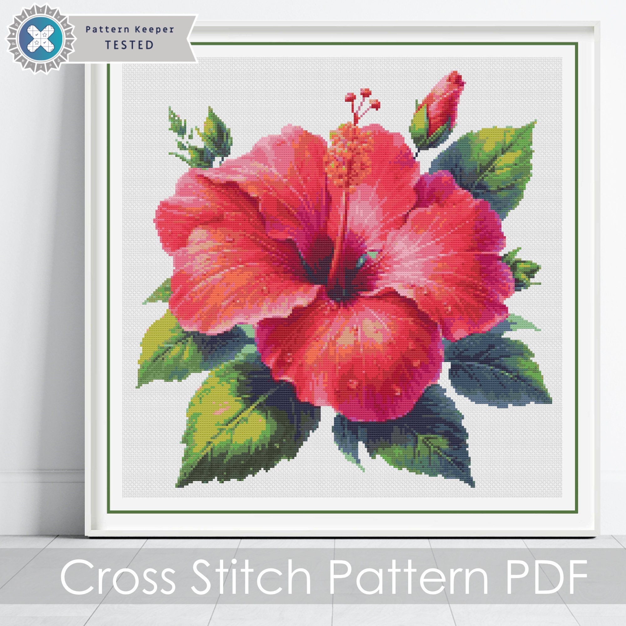 Tropical Hibiscus Cross Stitch Pattern, Hibiscus Flower Counted Cross ...